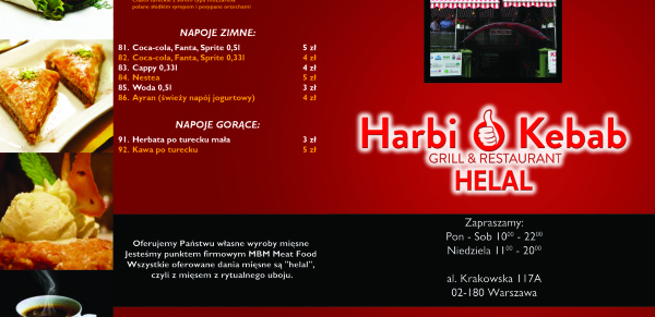Menu Card | Harbi Kebab